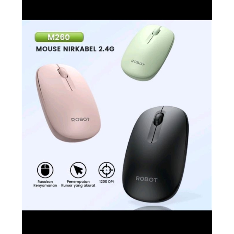 Jual ROBOT M260 Mouse Wireless Optical Laptop Komputer Office Termurah ...