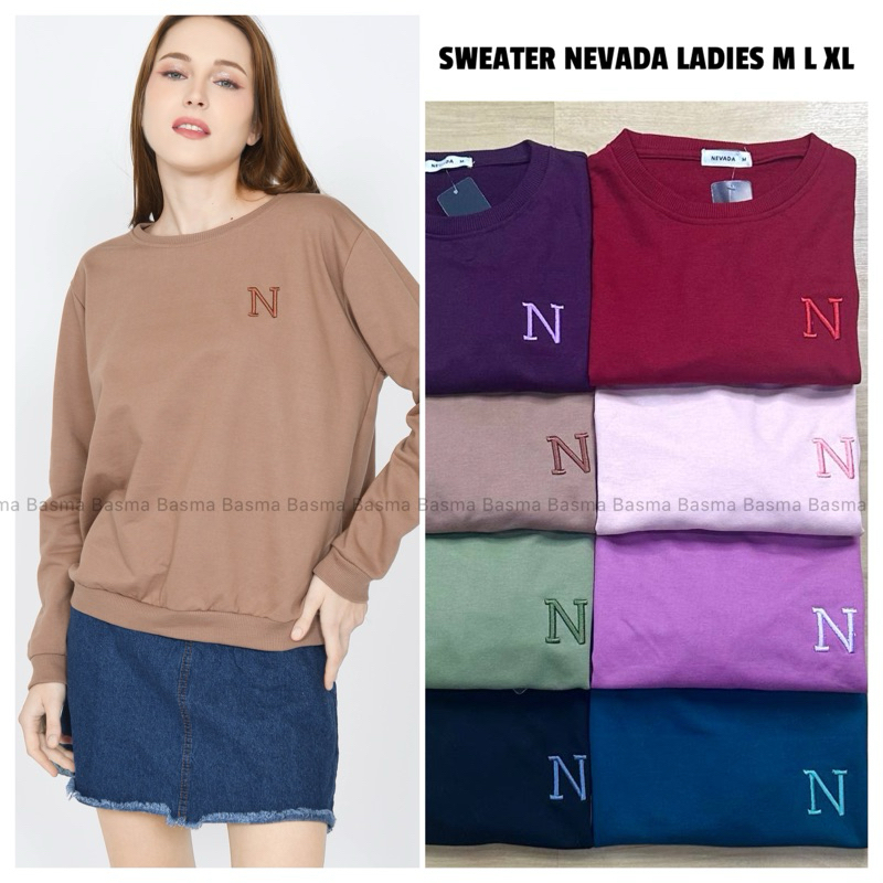 Jual Sweter N-Uniqlo Wanita Pria Sweater Crewneck Polos Lengan Panjang ...
