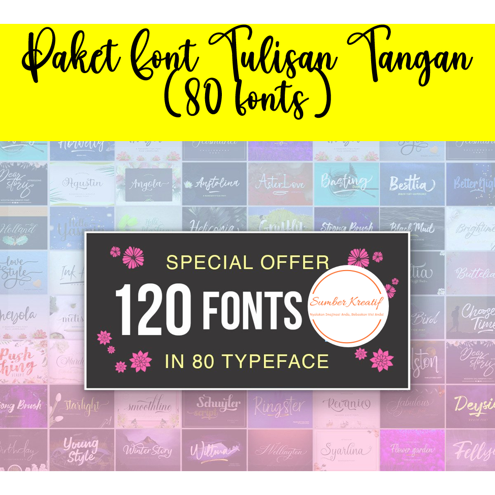 Jual Paket Font Tulisan Tangan (80 fonts) | Shopee Indonesia