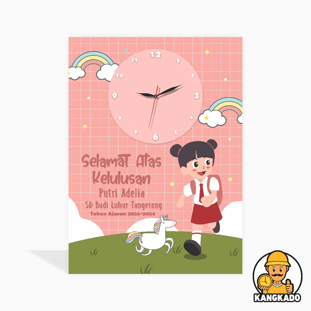 Jual Hadiah Jam Dinding 30CM x 22CM Souvenir Kelulusan Sekolah SD ...
