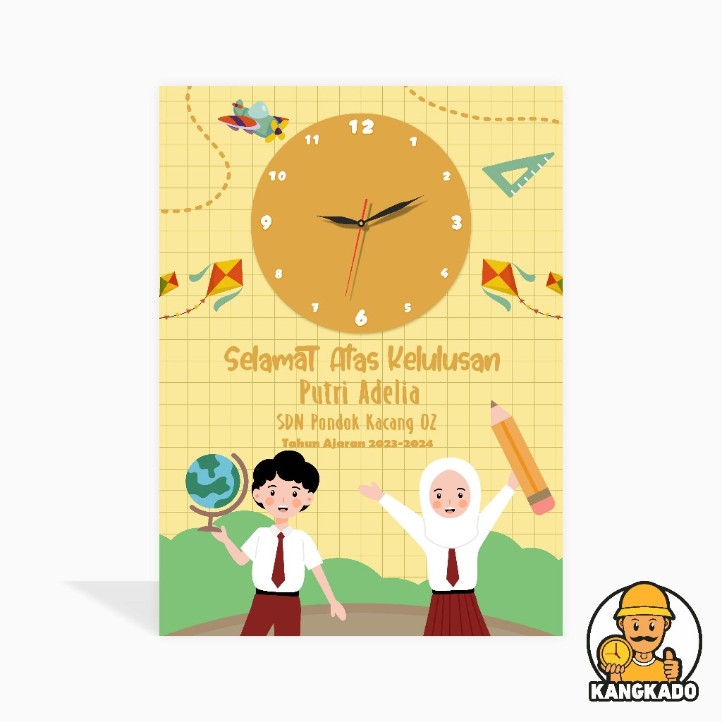 Jual Hadiah Jam Dinding 30CM x 22CM Souvenir Kelulusan Sekolah SD ...