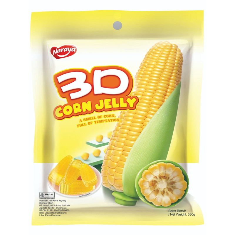 Jual Naraya 3D Corn Jelly 330g Permen Jeli Rasa Jagung Permen Jeli ...
