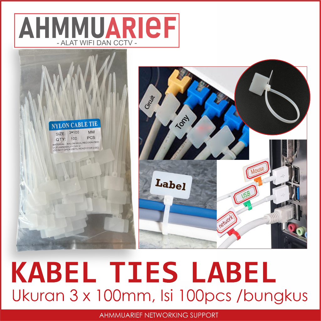 Jual TALI KABEL TIS TIE TIES CABLE LEBEL MAKER MARKER NAME TAG LABEL ...