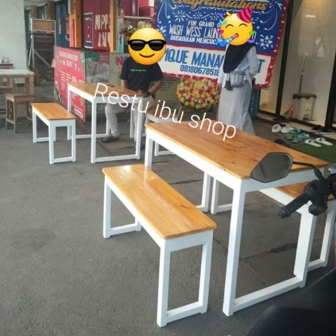 Jual Set meja warung meja cafe meja makan kayu jati belanda | Shopee Indonesia