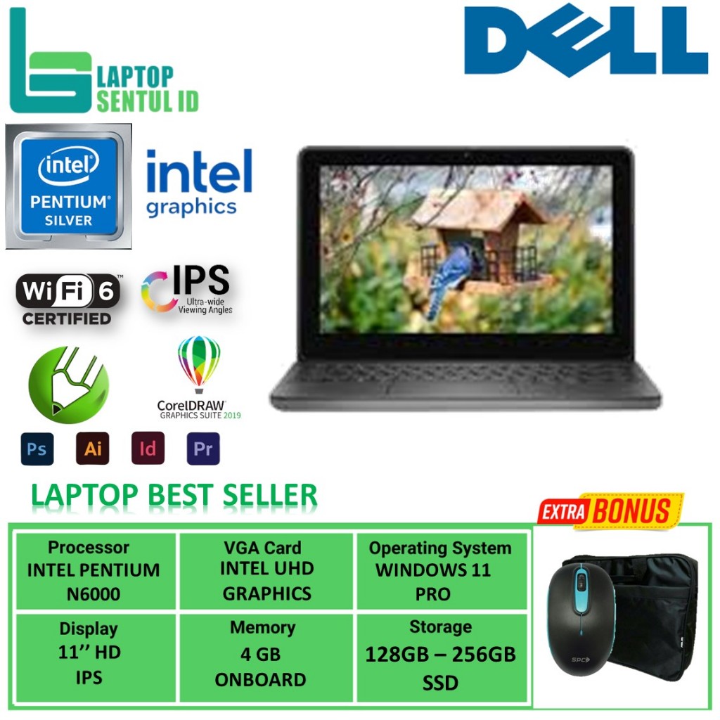 Jual LAPTOP DELL LATITUDE 11 3120 INTEL PENTIUM SILVER N6000 RAM 8GB ...