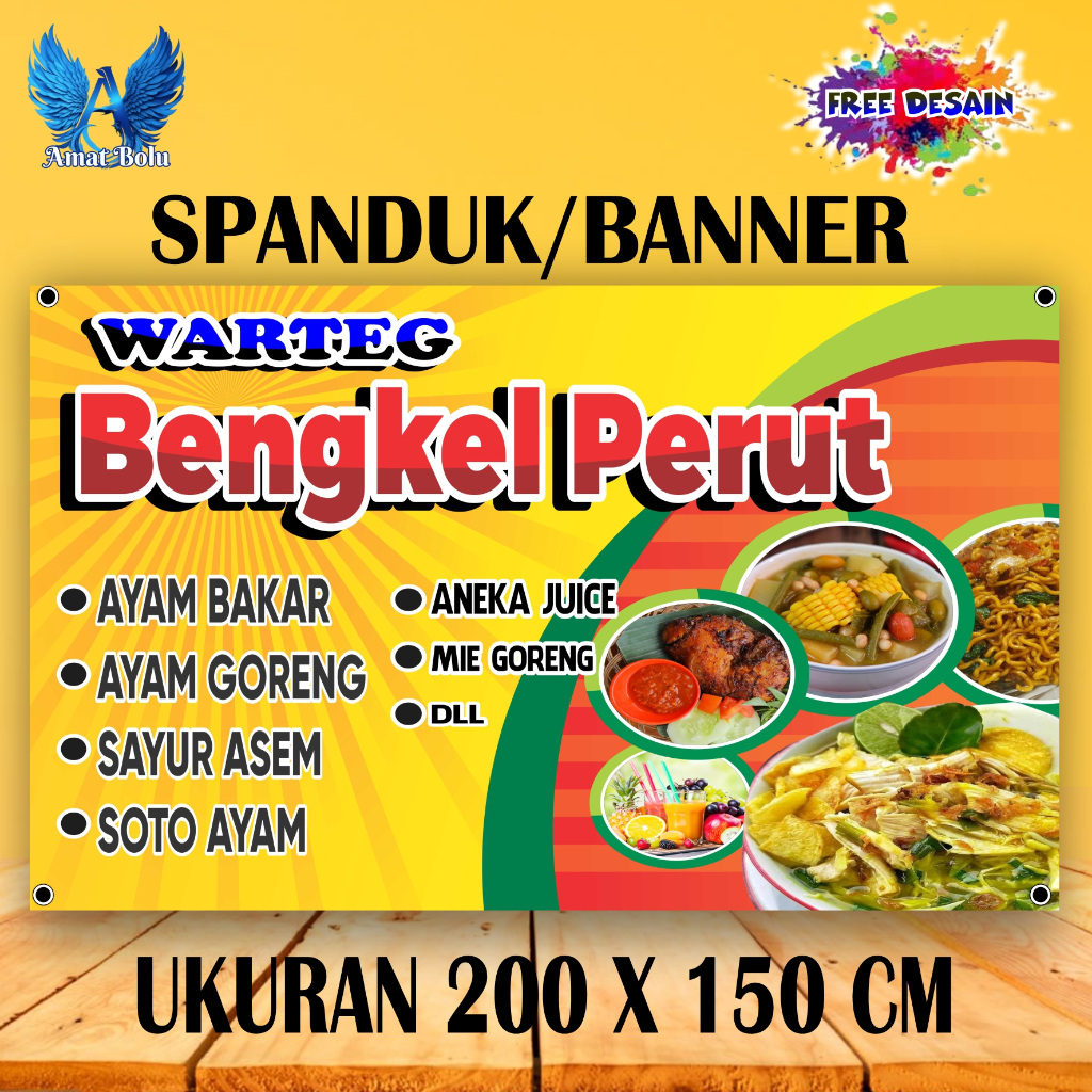 Jual Cetak Banner Cetak Spanduk WARTEG BENGKEL PERUT Ukuran 200X150 CM ...