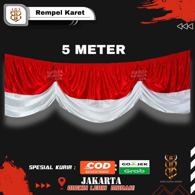 Jual Bendera Background Karet 5 Meter Merah Putih Polos Indonesia Dinding bahan Vales 5 ...