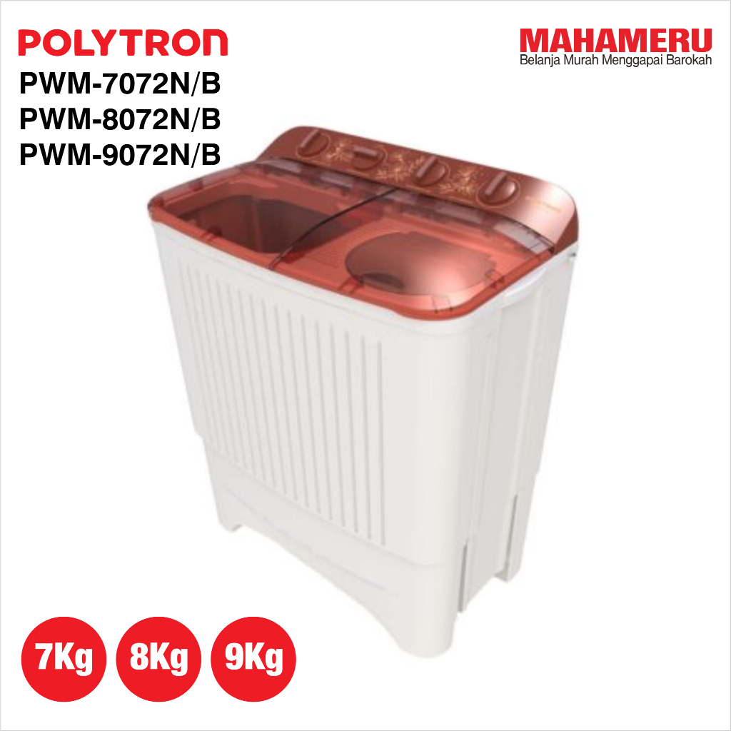 Jual Mesin Cuci 2 Tabung POLYTRON PWM 7072,8072,9072N/B | Shopee Indonesia