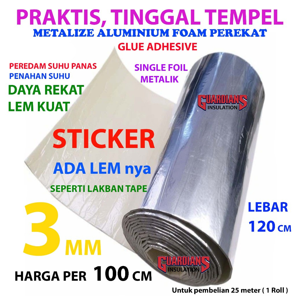 Jual ( 1 Meter ) LEM Sticker Perekat Thermal PE Foam Busa Aluminium ...