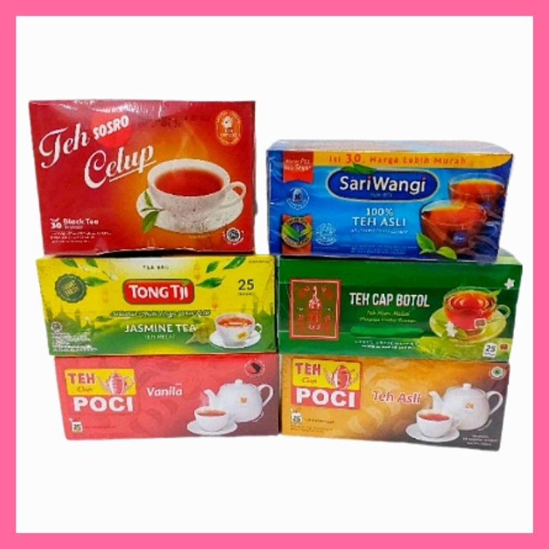 Jual box teh poci, cap botol, tong tji, sosro celup sariwangi isi 25 x ...