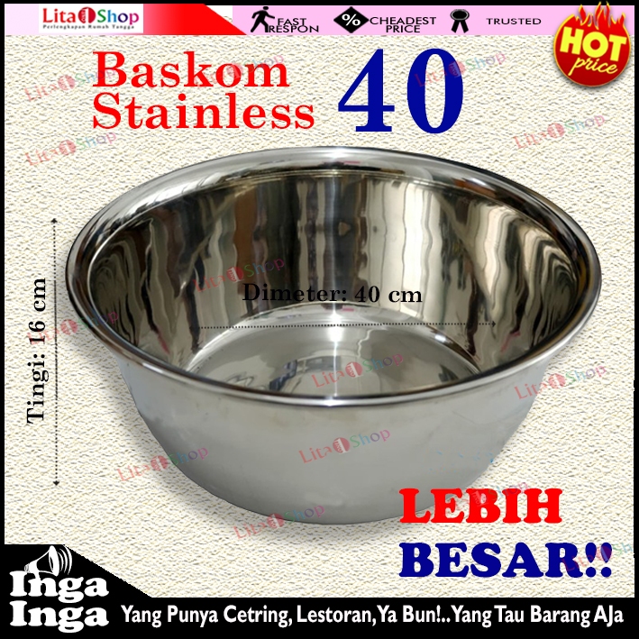 Jual Baskom Stainless Steel Tebal D40 CM | Shopee Indonesia