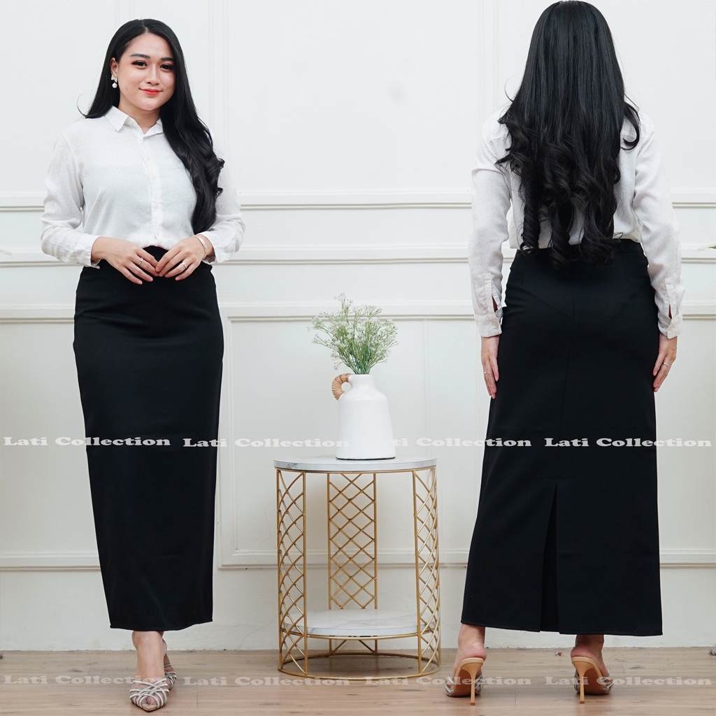 Jual ROK KERJA WANITA PANJANG/ROK SPAN RAMPEL BELAKANG | Shopee Indonesia