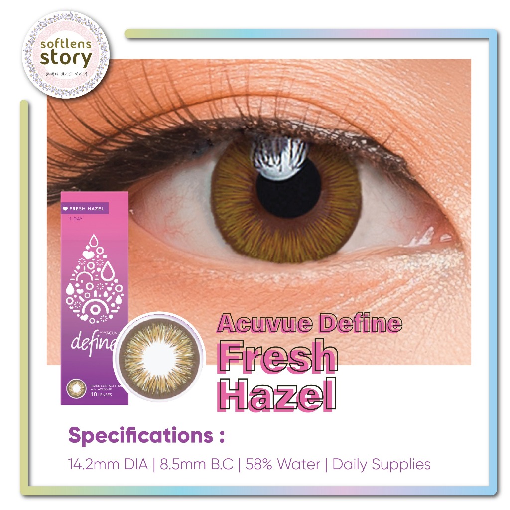 Jual Acuvue Define Fresh Hazel Softlens Warna 5 Pasang Softlens Harian ...
