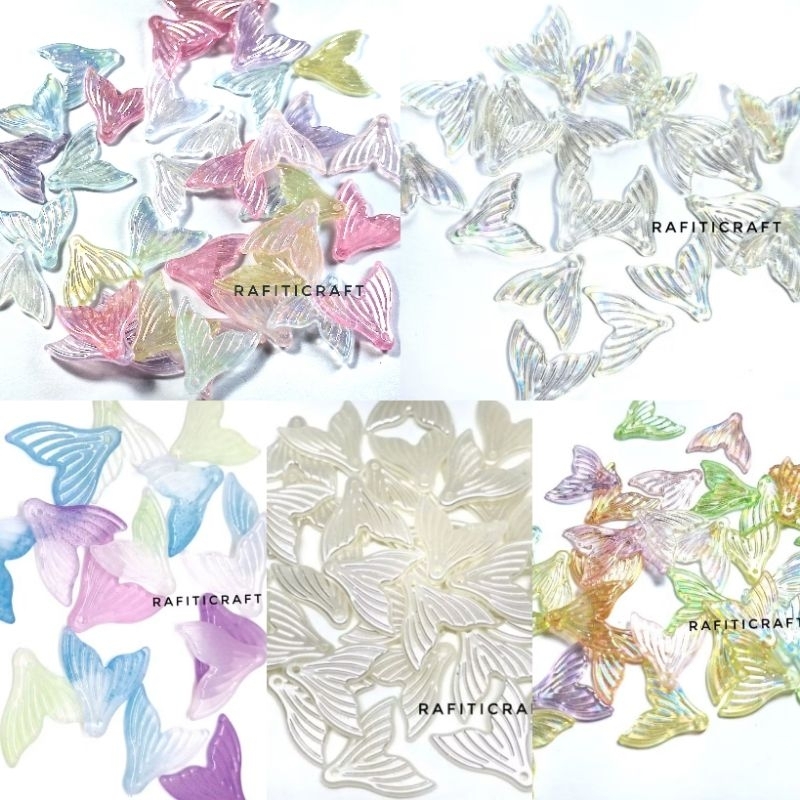 Jual (10pcs) Manik Mermaid Ekor Duyung Broken White Kilap Mix Jelly ...