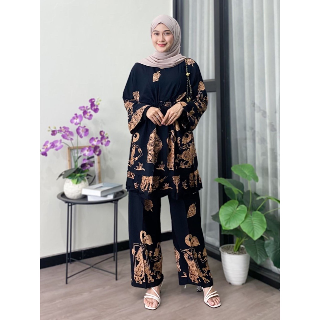 Jual Setelan Wanita Wayang - One Set Tie Dye Tunik Wanita Jumbo LD 120 Set Rayon Busui Lengan ...
