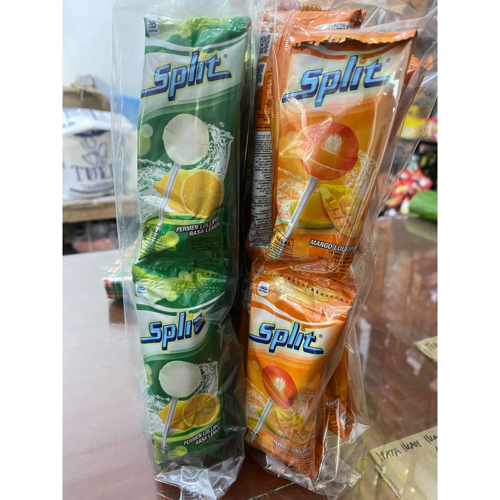 Jual Permen Split Lemon / Mangga Lollipop Tangkai 1 Renceng 12 Pcs ...