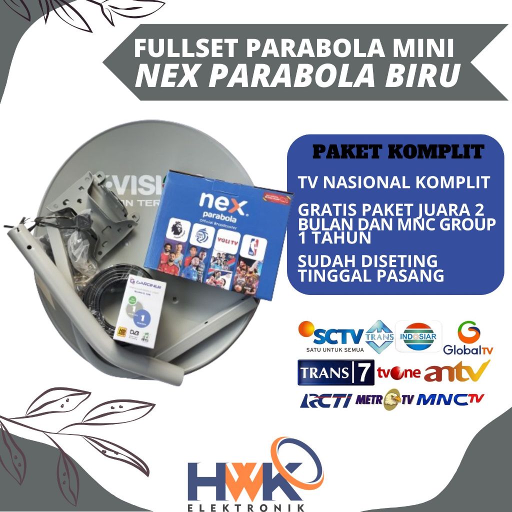 Jual PAKET PARABOLA MINI NEX PARABOLA BIRU DISH 45CM FREE ALL CHANNEL ...