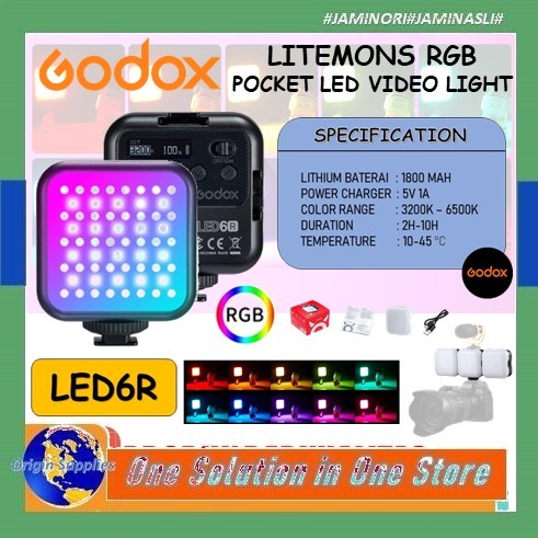 Jual Godox Mini Led 6RGB Litemons ( Tdk Bisa jepit ke HP ) | Shopee ...