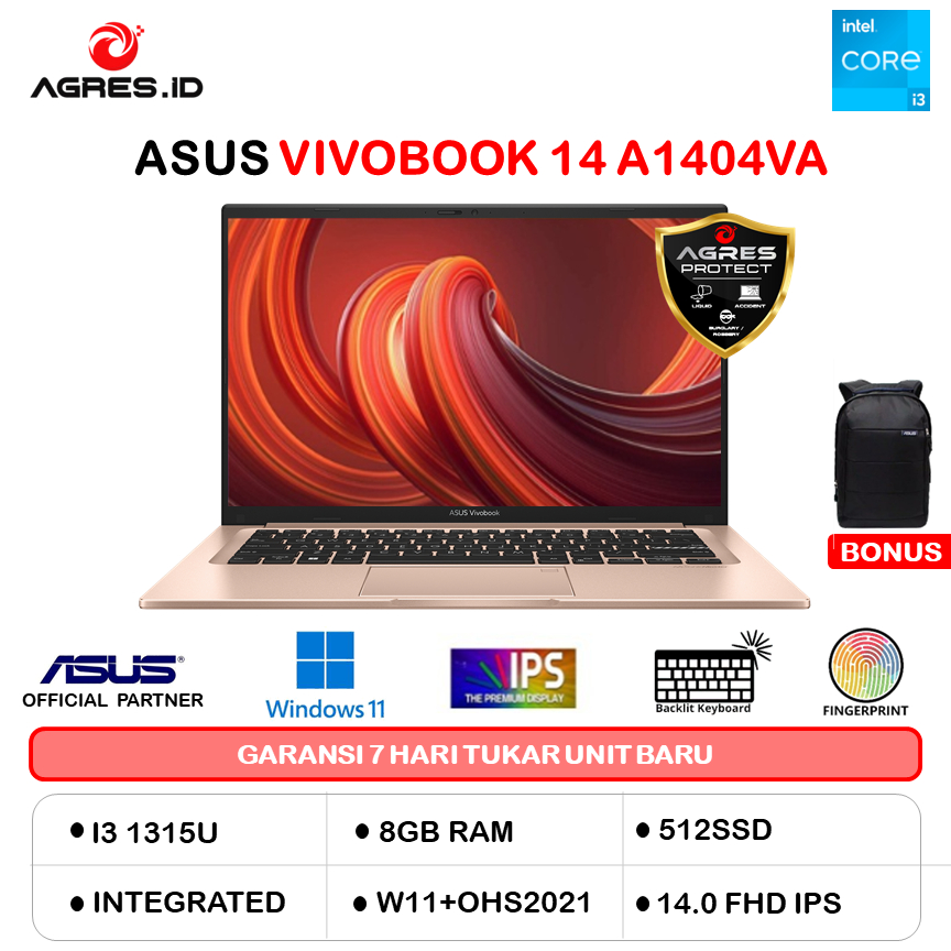 Jual ASUS VIVOBOOK 14 A1404VA I3 1315U 8GB 512GB W11+OHS+O365 14.0FHD ...