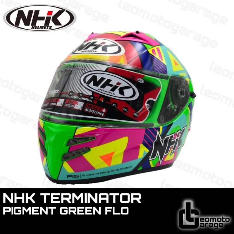 Jual NHK TERMINATOR PIGMENT GREEN FLO HELM FULL FACE | Shopee Indonesia