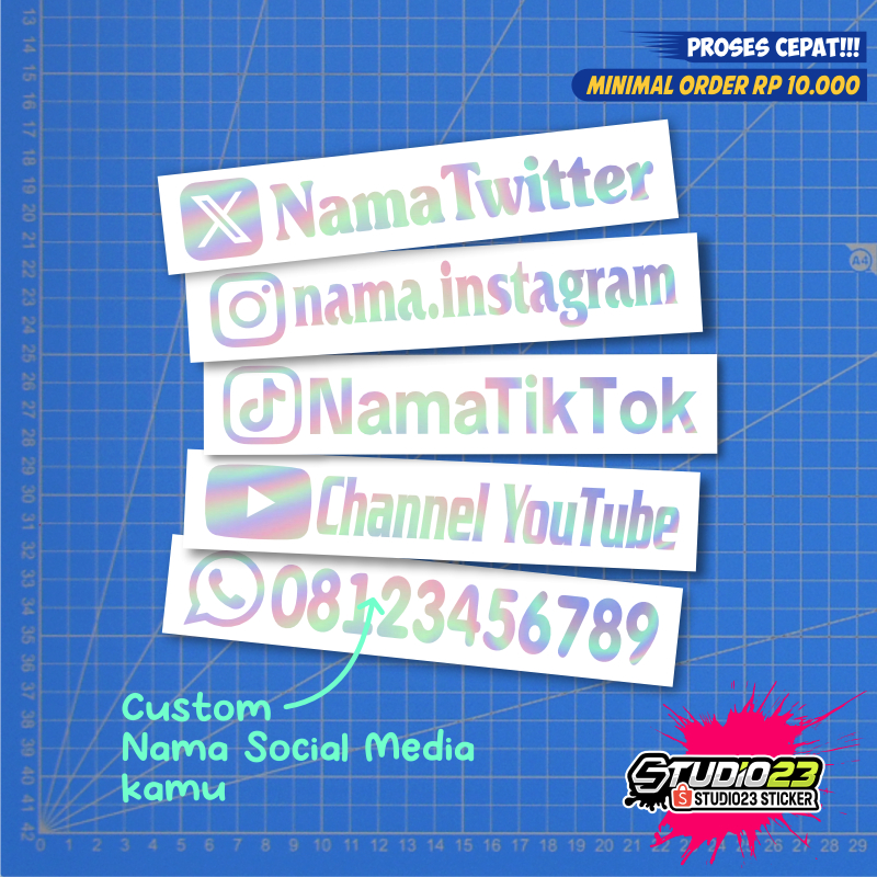 Jual Stiker Nama SOSMED Social Media Cutting - HOLOGRAM | Shopee Indonesia