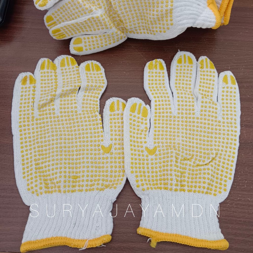 Jual SARUNG TANGAN KAIN BINTIK KUNING / SARUNG TANGAN KERJA TUKANG ...