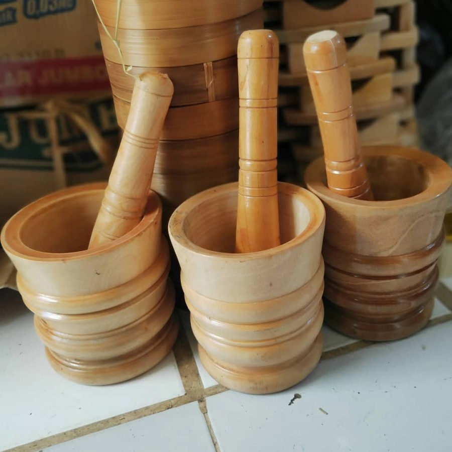 Jual [BISA COD] Lumpang Kayu Mahoni 1 Set Ukuran Jumbo + Tumbukan Alu ...
