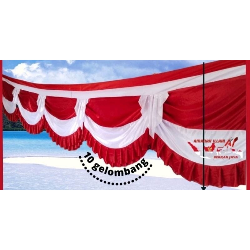 Jual Bendera umbul-umbul background abutai (Background merah putih) 5 gelombang 10 gelombang ...
