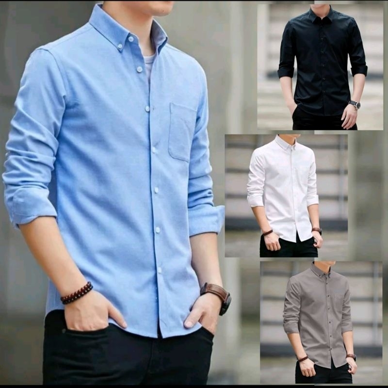 Jual Kemeja Pria Polos Lengan Panjang Premium Untuk Acara Formal Dan ...