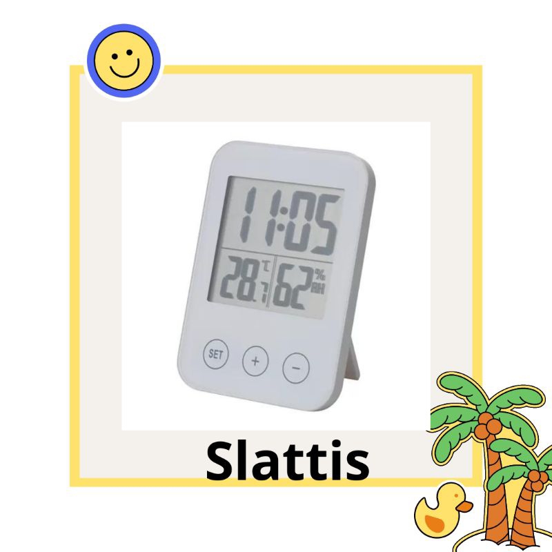 Jual SLATTIS. Jam dengan hygro-/thermometer, putih, 8x12 cm | Shopee ...