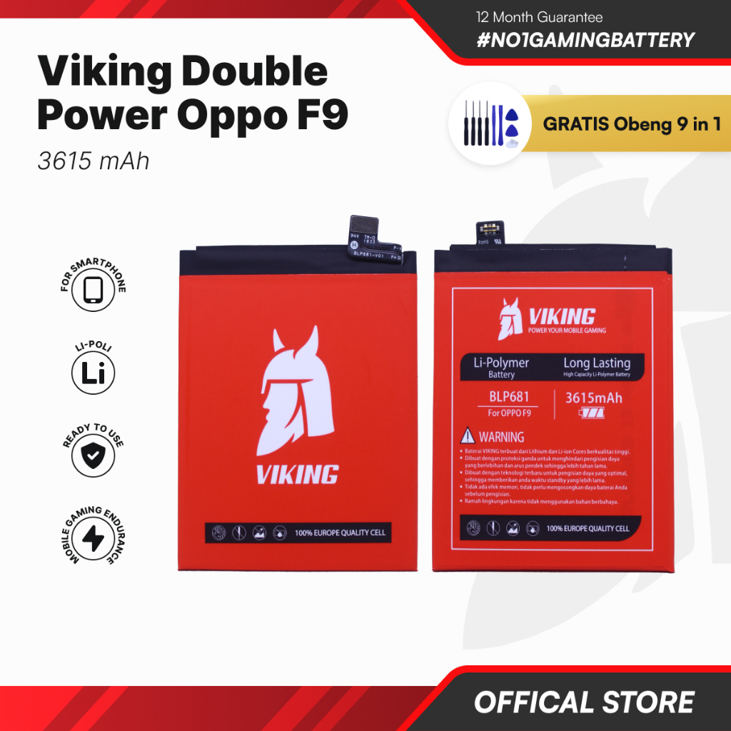 Jual VIKING Baterai Oppo F9 - F9 Pro BLP681 Double Power | Shopee Indonesia