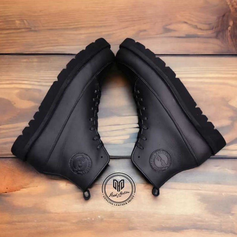 Jual Hard Motion Lexus Full Black Sepatu Boots Sneakers Pria Kulit Asli ...