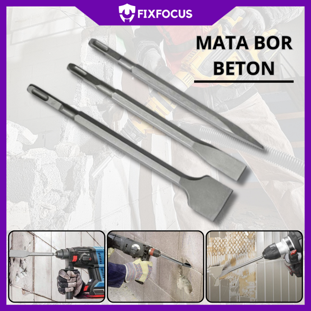 Jual Mata Bor Bobok Beton SDS Plus Point Flat Chisel Panjang 250mm ...