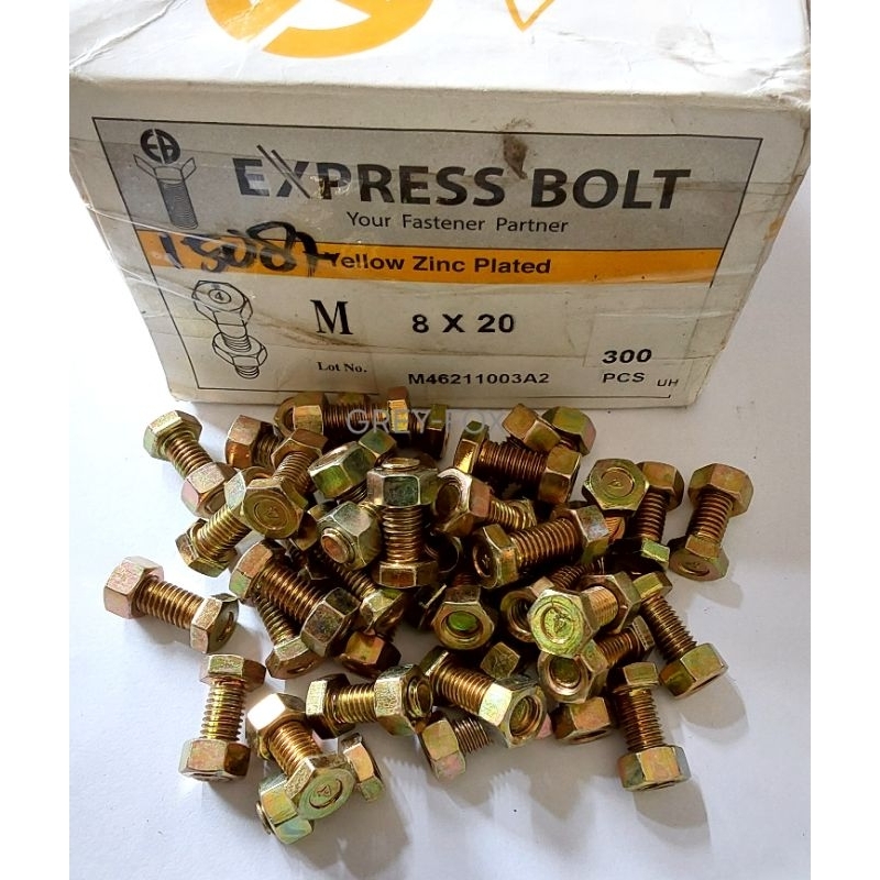 Jual Baut mur besi M8x20 kuning kunci 12 | Shopee Indonesia