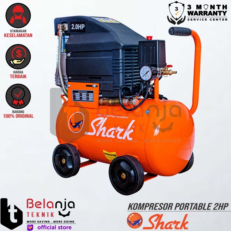 Jual Shark 2 HP 25 Liter Kompressor Angin Listrik Portable Air Compressor | Shopee Indonesia