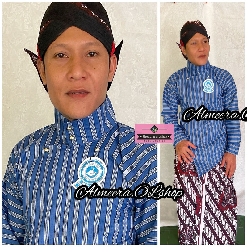 Jual surjan lurik Alusan warna biru putih raja keong istimewa | Shopee Indonesia