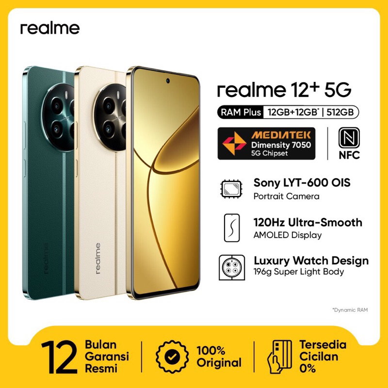 Jual realme 12+ 5G [8GB/256GB] Dimensity 7050 - Kamera sensor SONY LYT ...