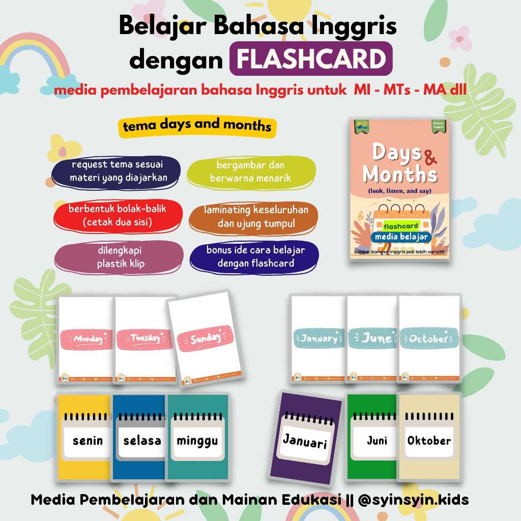 Jual SYINSYIN.KIDS - MEDIA PEMBELAJARAN BAHASA INGGRIS (FLASHCARD ...