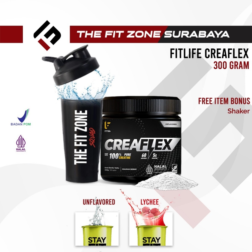 Jual FITLIFE Creaflex 300 Gram 60 Servings Suplemen Fitness Creatine ...