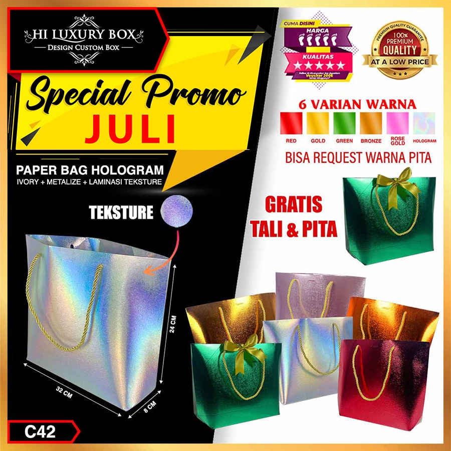 Jual Paper Bag Souvenir Metalize Hologram/Tas Kado Hadiah Pernikahan ...