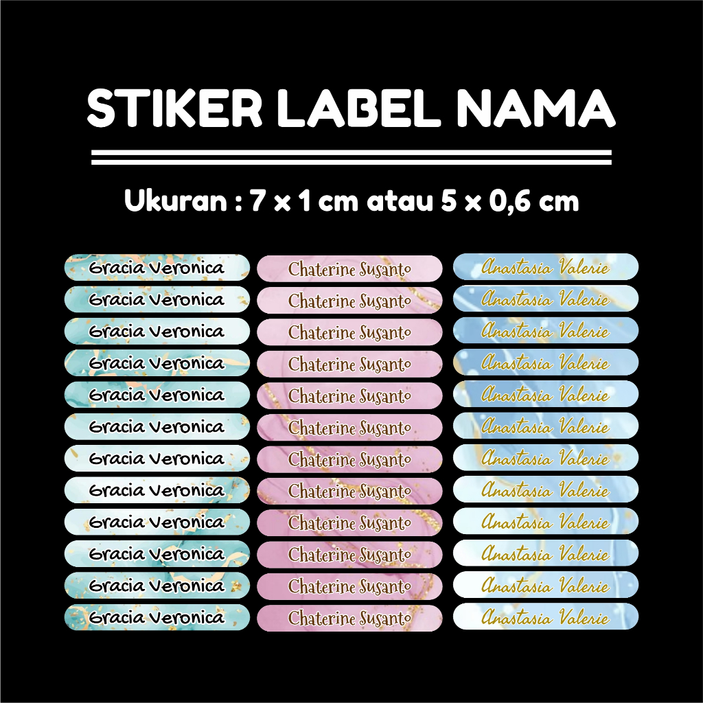 Jual Label Nama Custom Waterproof Motif Marble | Shopee Indonesia