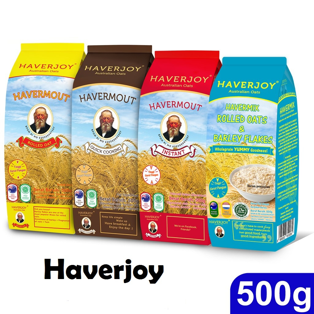 Jual HAVERJOY ROLLED OAT COKLAT 500GR / Oat Meal Sarapan Instan Quick ...