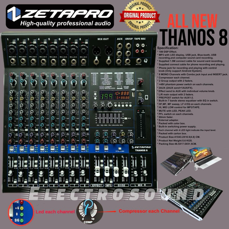 Jual MIXER AUDIO ZETAPRO THANOS 8, COMPRESSOR / Zetapro Original | Shopee Indonesia
