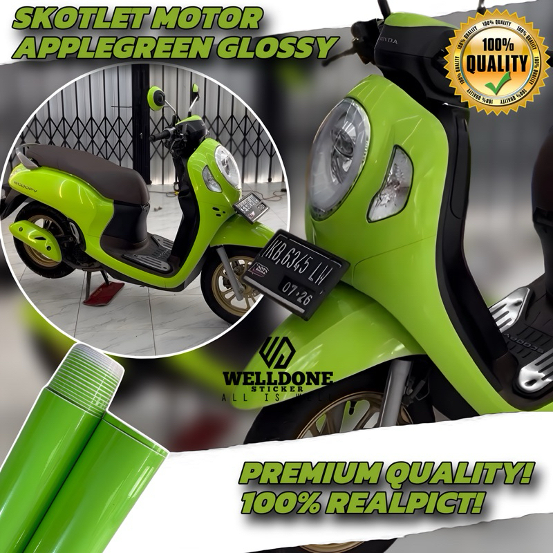 Jual Skotlet Motor Hijau Sage Glossy Pastel Stiker Hijau Pastel Glossy ...