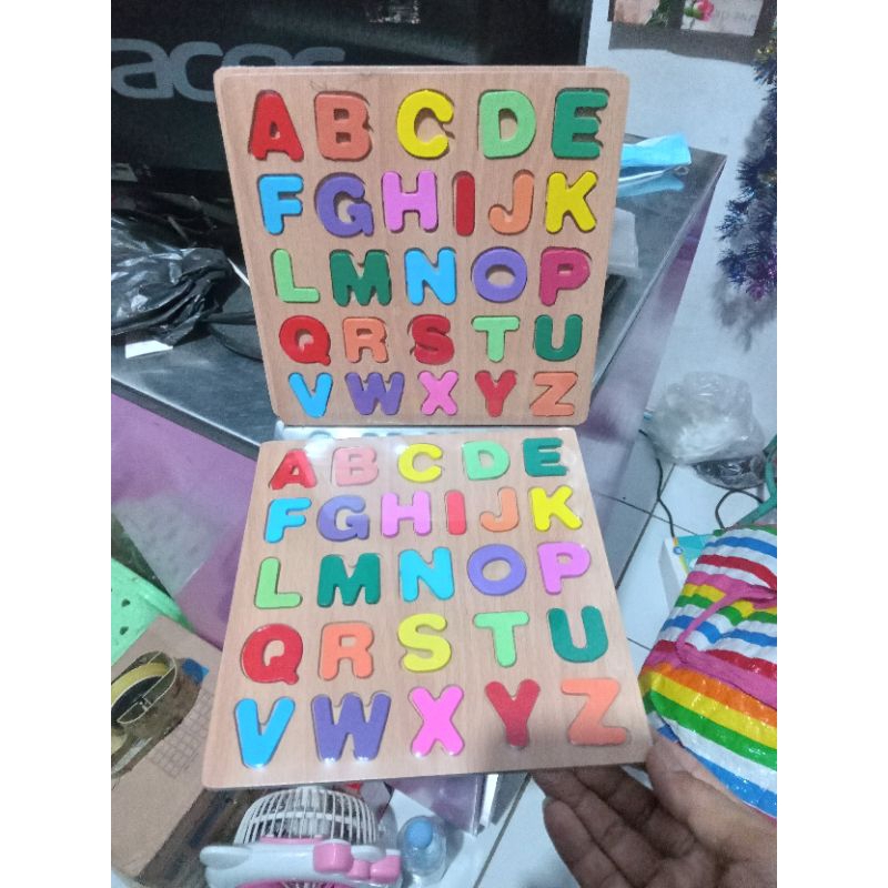Jual Puzzle Kayu Seri Huruf Alfabet ABCDE...Z Produk Import Kualitas SNI Mainan Edukasi Anak ...