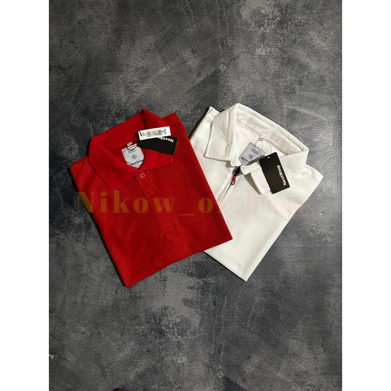 Jual Kaos Polo shirt Kerah Zipper Kancing Merah Putih Polos Pria Wanita ...