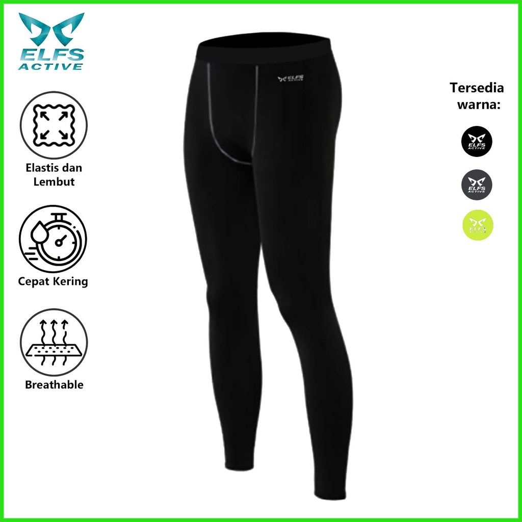 Jual Celana Panjang Olahraga Pria Baselayer Legging ELFS ACTIVE Quick ...