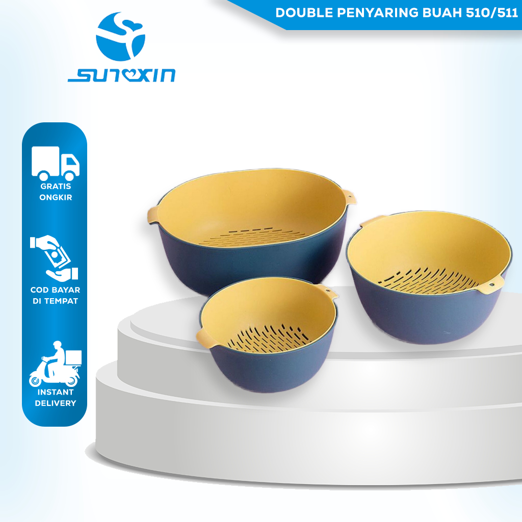 Jual SUNXIN Double penyaring buah 510/511 sayuran Baskom Penyaring ...