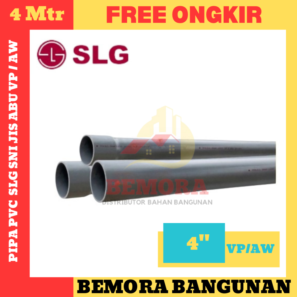 Jual Pipa PVC SLG Sinar Lucky JIS Abu VP AW 4 inch panjang 4 meter ...