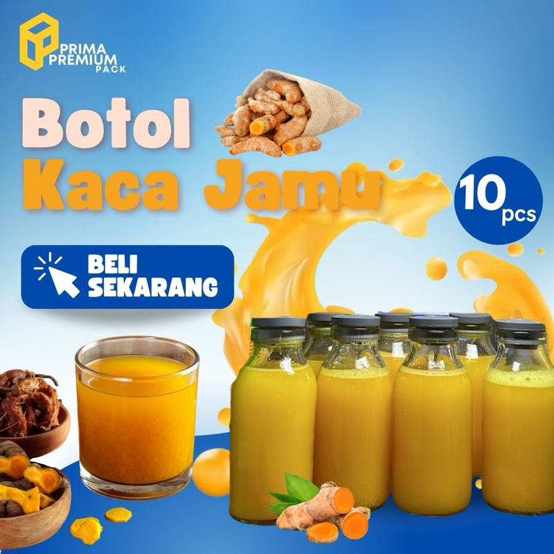 Jual Botol Kaca Jamu Ginger Shot 100ml isi 10 Pcs, Pusat Botol Kaca ...